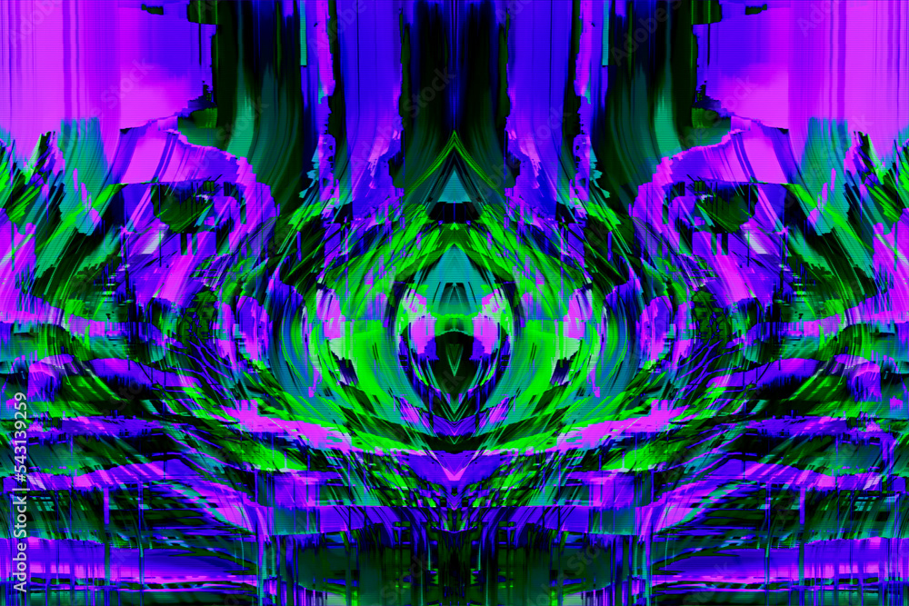 Abstract blue pink green psychedelic zebra background interlaced ...