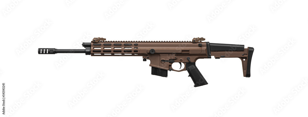 Modern brown automatic rifle. Weapons for police, special forces and ...
