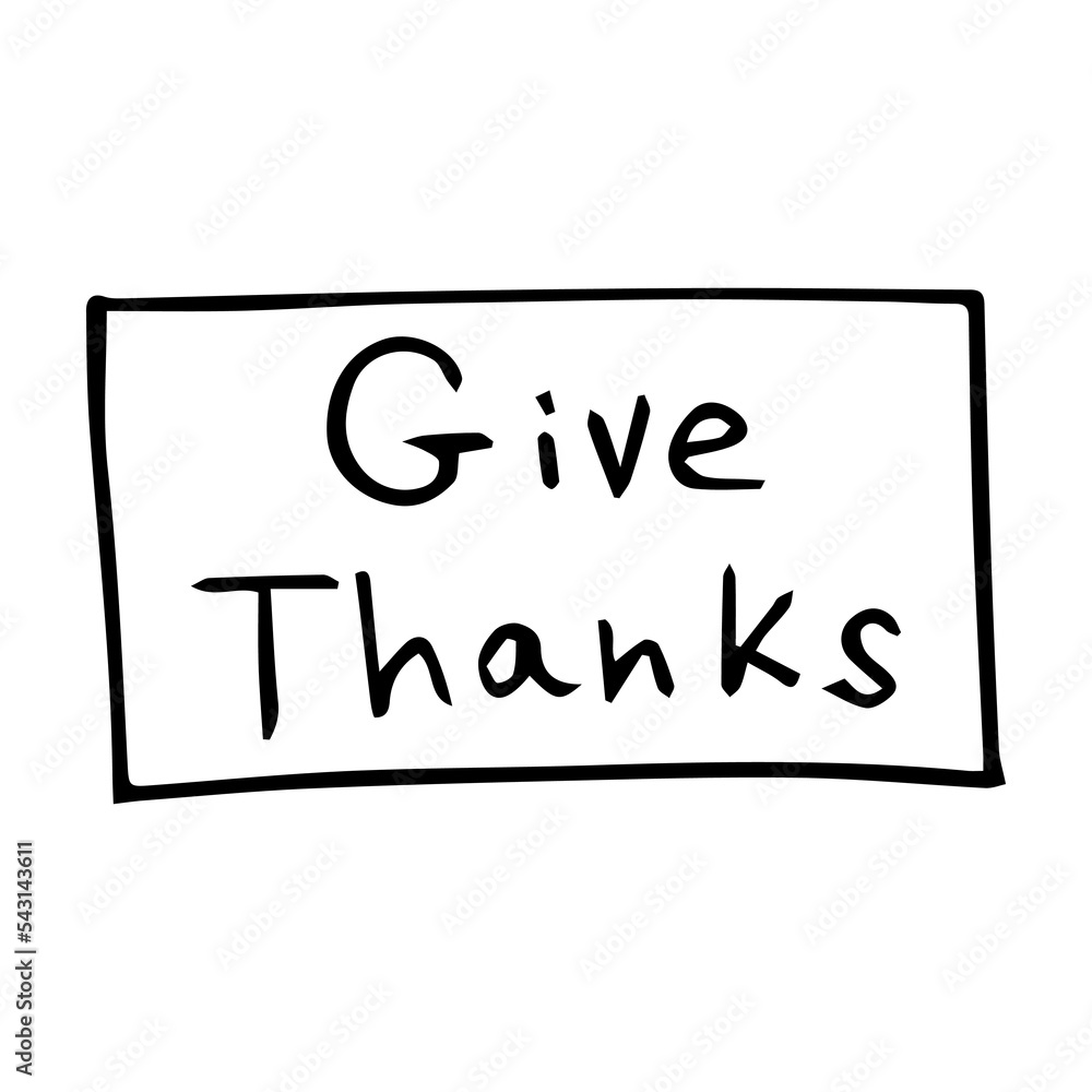 Doodle give thanks. Hand-drawn Happy Thanksgiving. Vector illustration ...