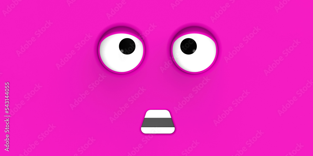 Pink face of cute character. Cute face. stupid face. emotion surprise ...