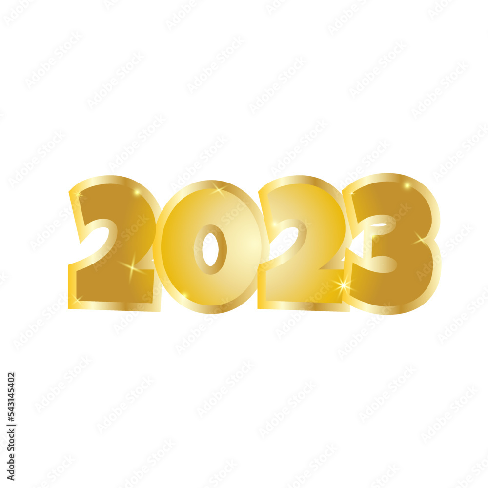 2023 symbol golden metallic with glitter. New 2023 Year Stock Vector ...