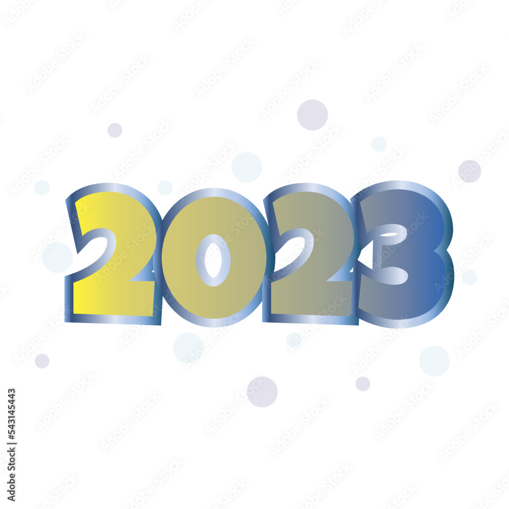Blue and yellow metallic 2023 symbol and bubbles. New Year 2023 PNG ...