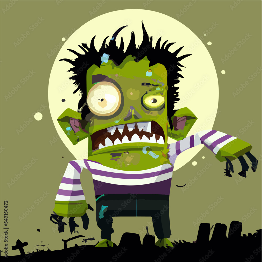 Zombie illustration. Zombie Chasing Humans. Illustration Vector Cartoon ...