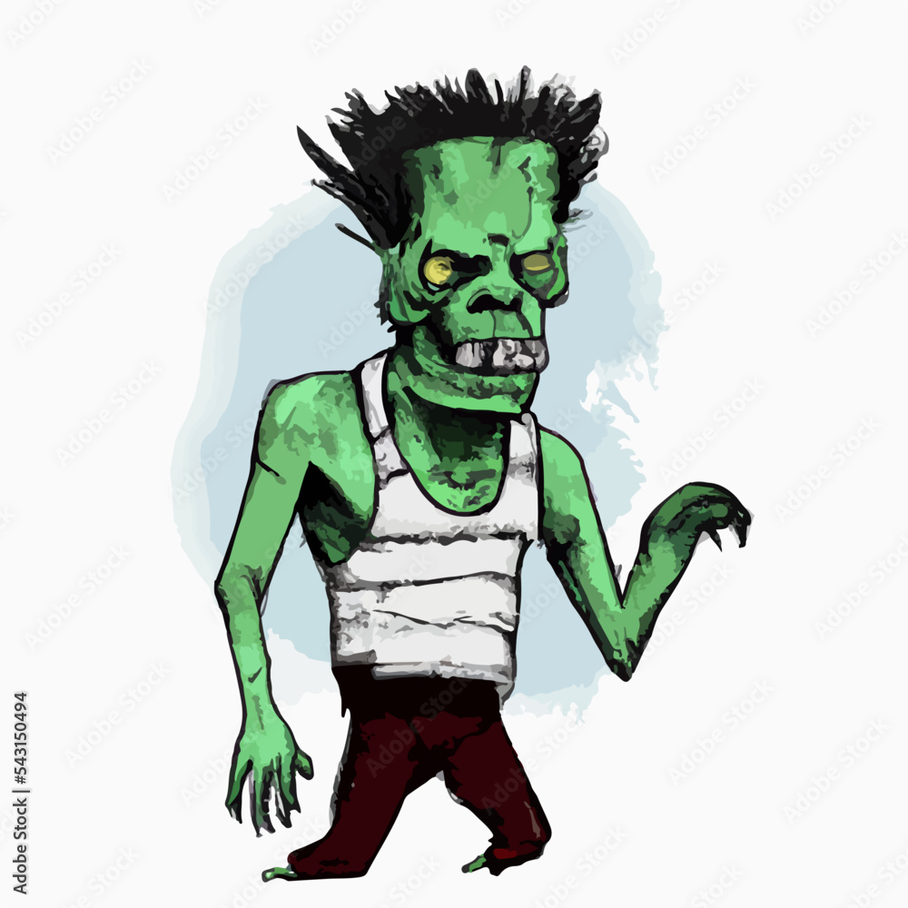 Zombie illustration. Zombie Chasing Humans. Illustration Vector Cartoon ...