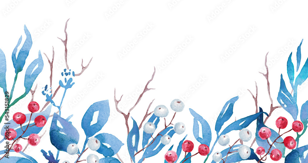 Christmas border. Watercolor clipart Stock Illustration | Adobe Stock