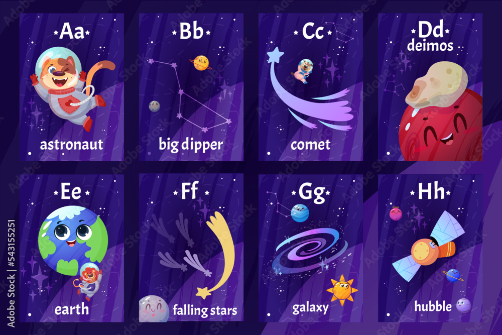 English alphabet flashcards with letters from A to H for kids education ...