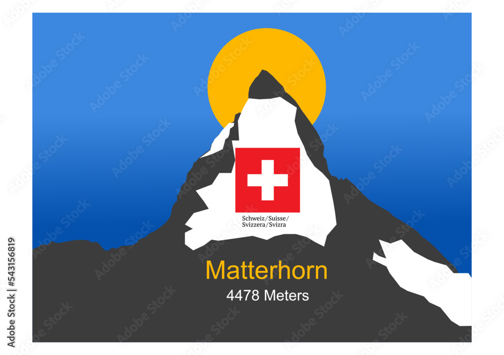 Famous Swiss mountain peak Matterhorn, Canton Valais, with a height of ...