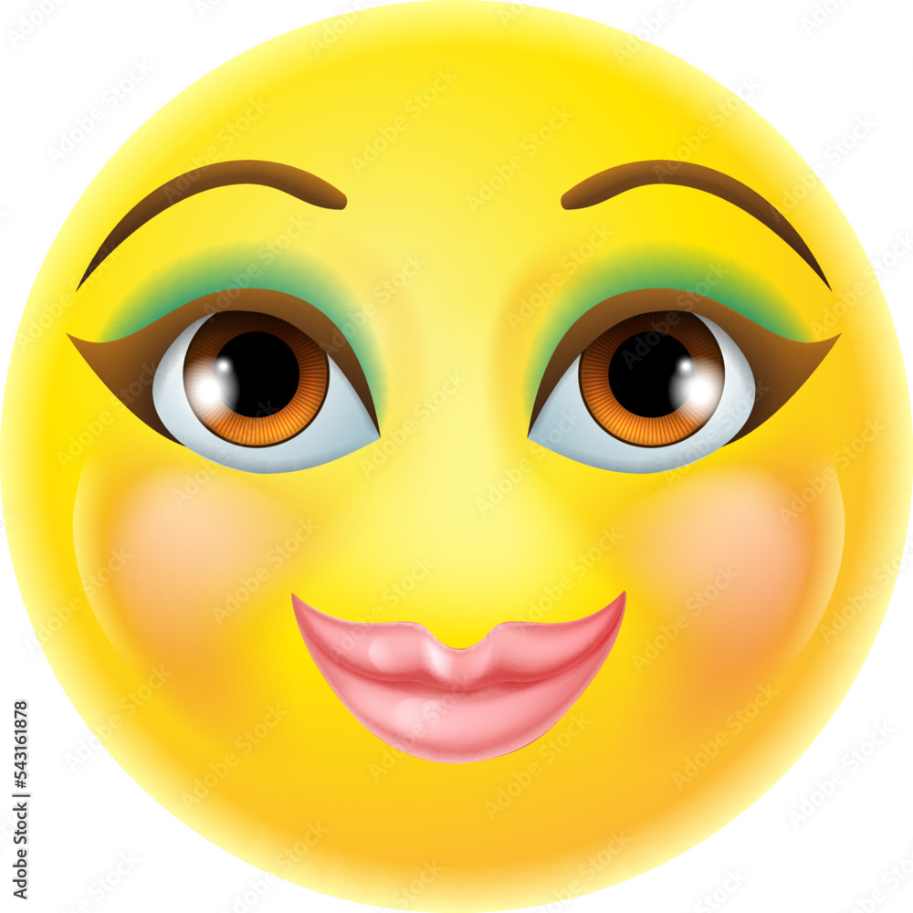 A happy woman female emoji emoticon cartoon icon mascot Stock Vector ...