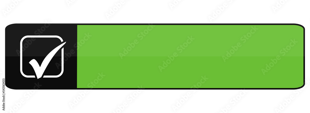 Grüner Button mit Häkchen Symbol und Textfreiraum - Lösung, Bestätigung ...