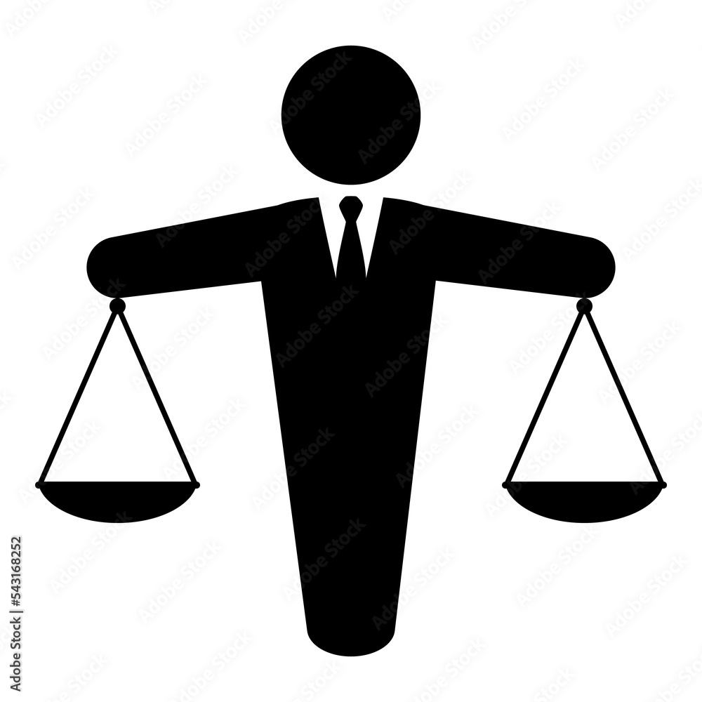 Logo justicia. Icono igualdad. Ilustración con silueta aislada de ...