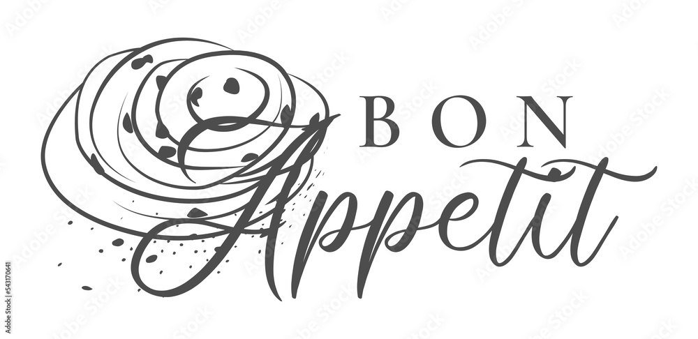 Bon appetit - Fresh baking, for menu, cafe, bakery, logo, color and ...