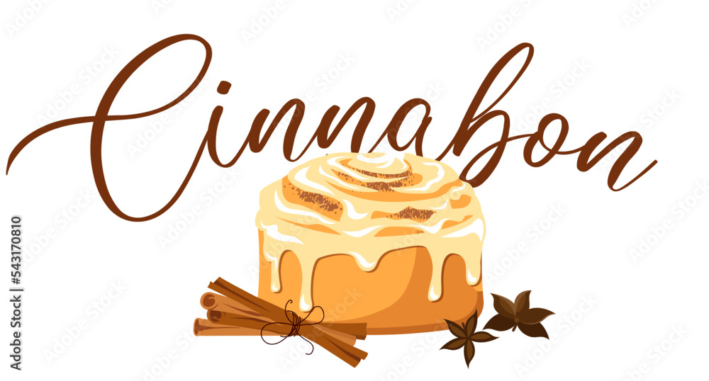 cinnabon roll with cinnamon, sweet cinnabon for patisserie menu. bakery ...
