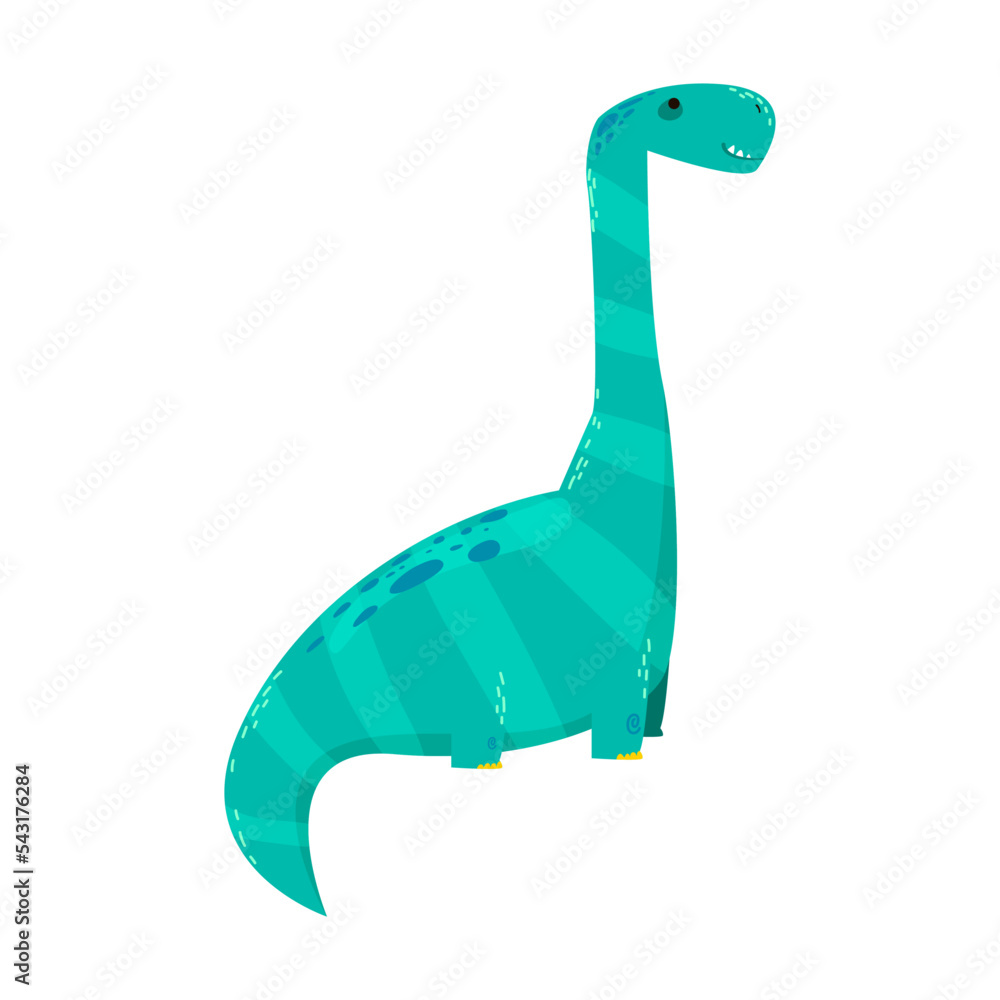 brontosaurus long neck, Cute prehistoric dinosaur. Vector illustration ...