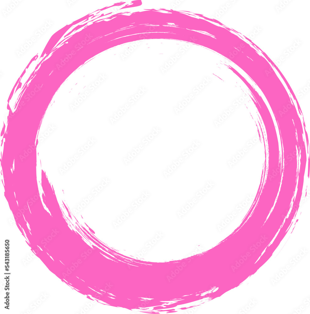 Pink circle brush stroke vector isolated on white background. Pink enso ...
