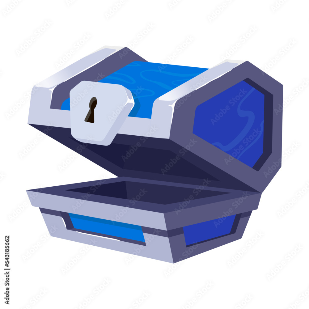 Half open treasure chest opening animation. Vector illustration of ...