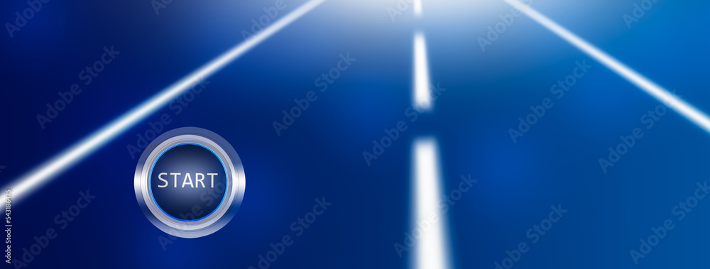 start button on abstract blue speedway background, illustration concept ...