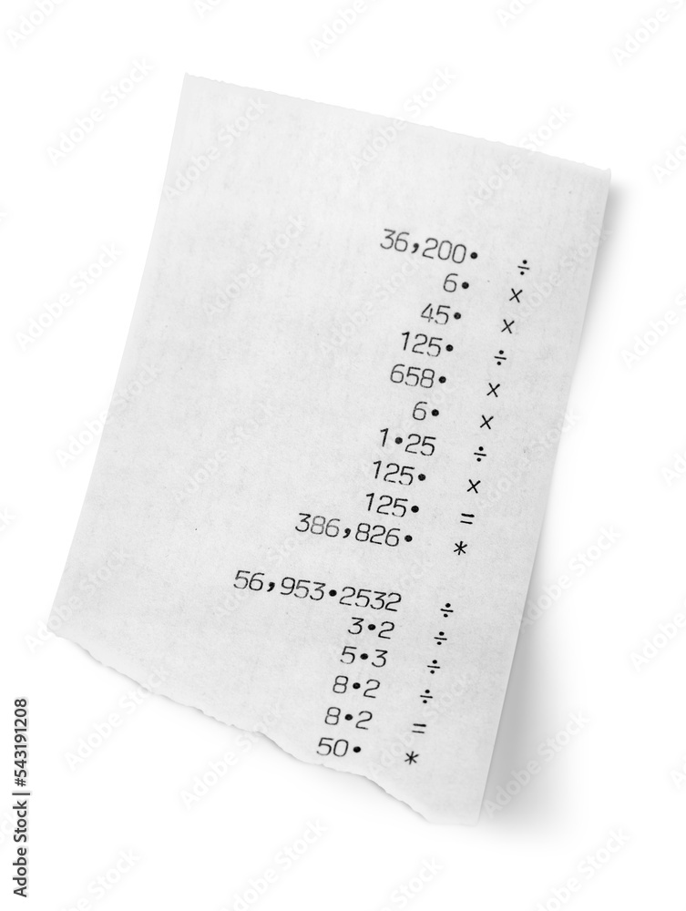 Calculator Paper Tape , Paper with Numbers Stock Photo | Adobe Stock