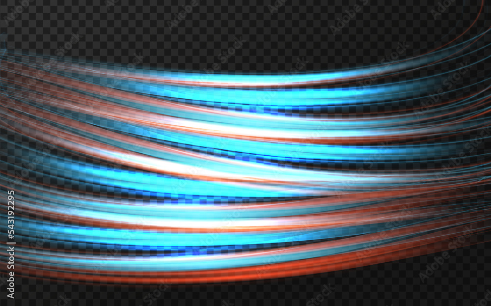 Luminous neon shape in the form of a wave or a turn in the road.Smooth ...