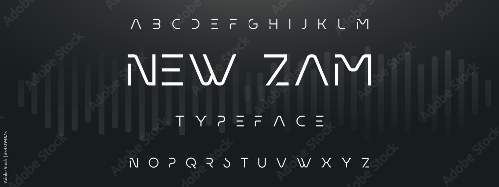 Futuristic ancient modern techno sci fi display font, abstract ...