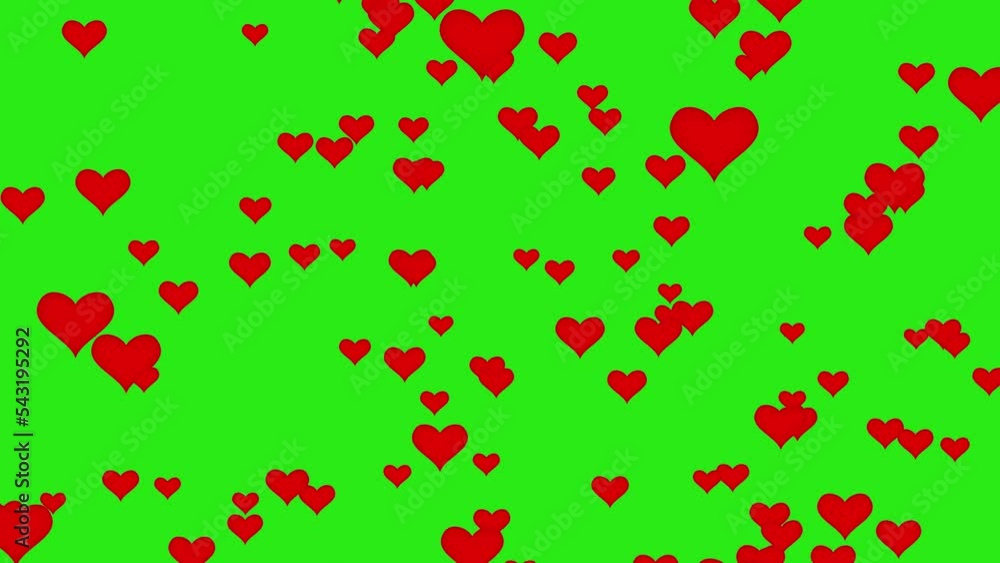Heart overlay on green screen. Hearts up vfx effect chroma key. vídeo ...