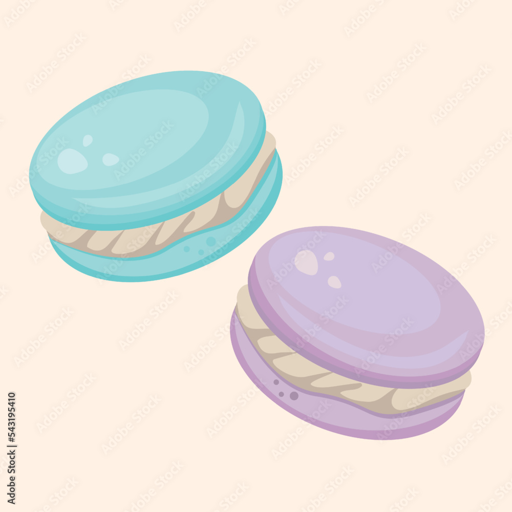 Hand drawn set of macaroons. Traditional French mandla cookies in ...