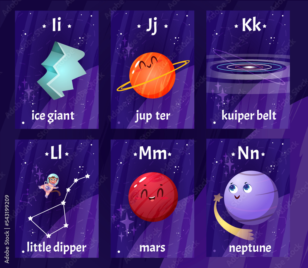 English alphabet flashcards with letters from I to N for children ...