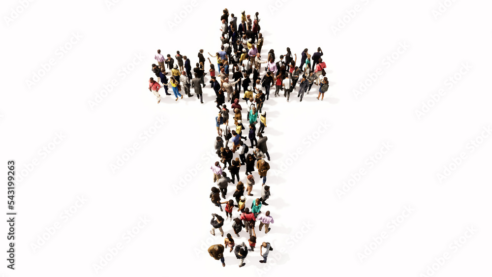 Concept or conceptual large community of people forming the image of a ...