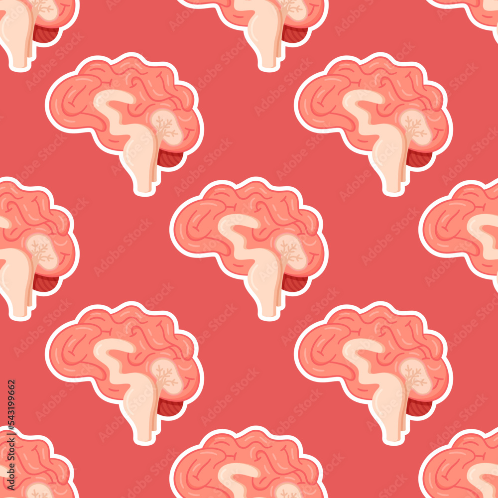 Vector illustration of the brain pattern. Seamless picture of human ...