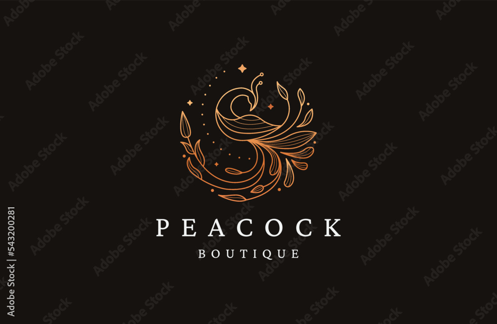 Luxurious peacock bird logo icon design template flat vector Stock ...