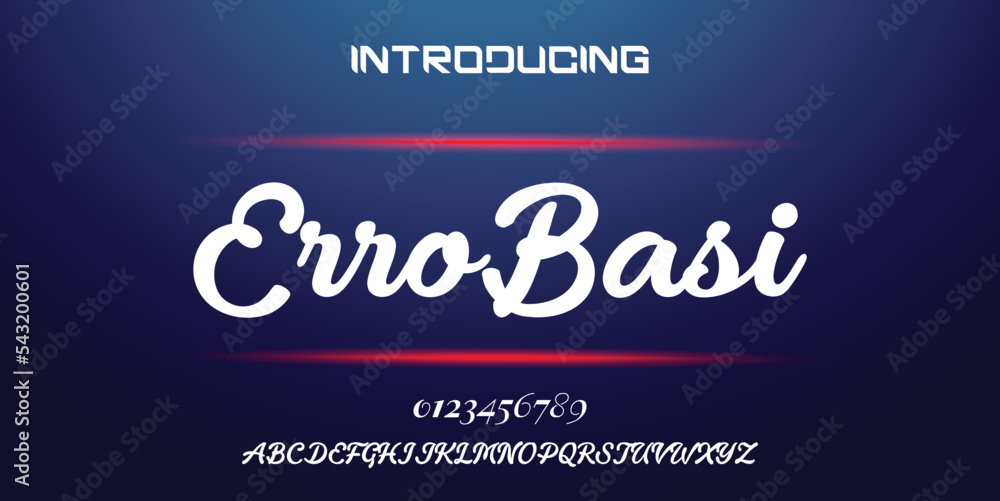 ERRO BASI Hand drawn calligraphic vector monoline font. Distress ...