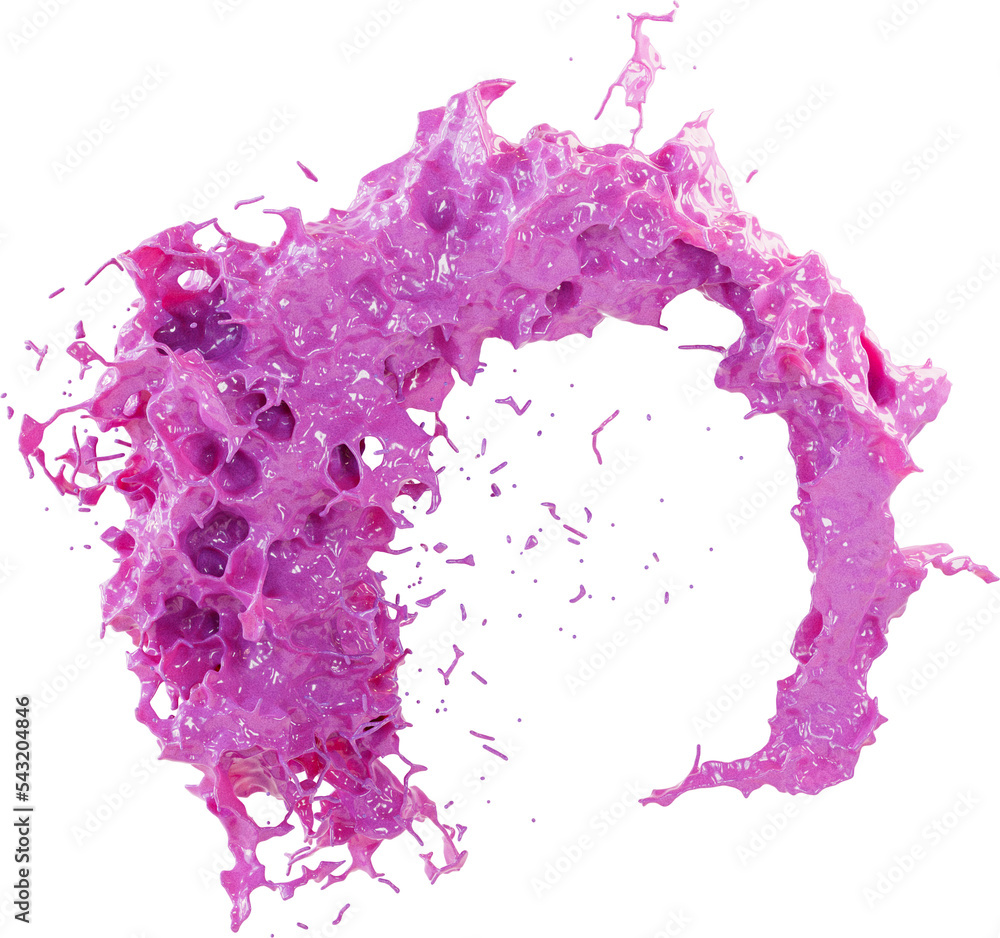 Splash of pink paint or chocolate, 3d Render. Spilling paint ...