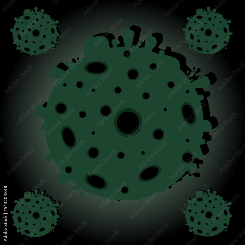 Abstract with green alien cheese planet with crater. Coronavirus Planet ...