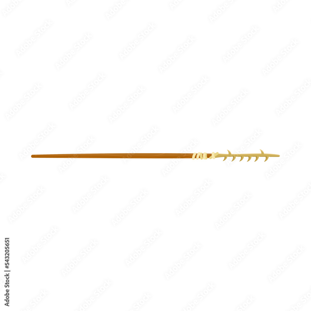 Vecteur Stock Ancient spear with teeth from wood and bone vector ...