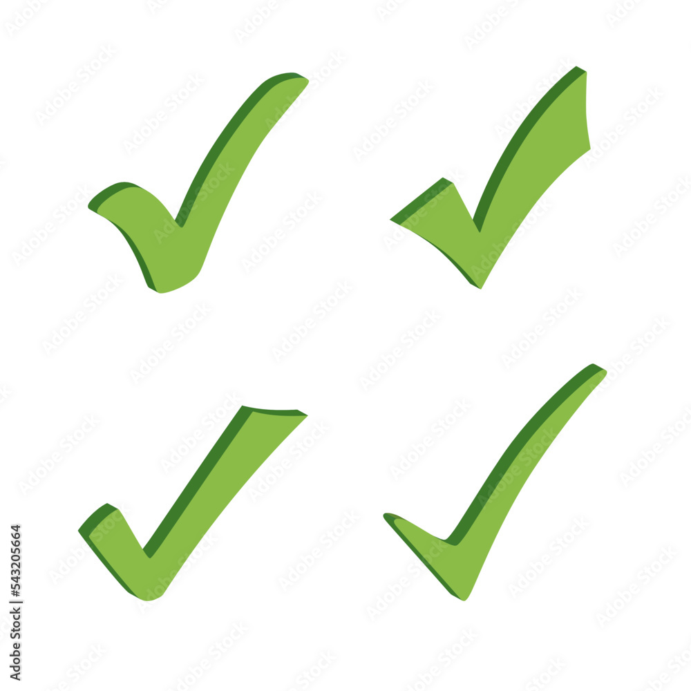 3D Green Check Marks In Different Variants Stock Vector Adobe Stock