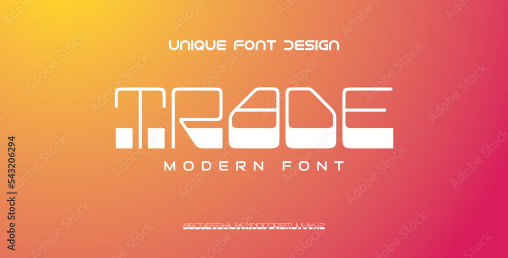 TRADE line font typeface designed for technology. Typeface urban style ...