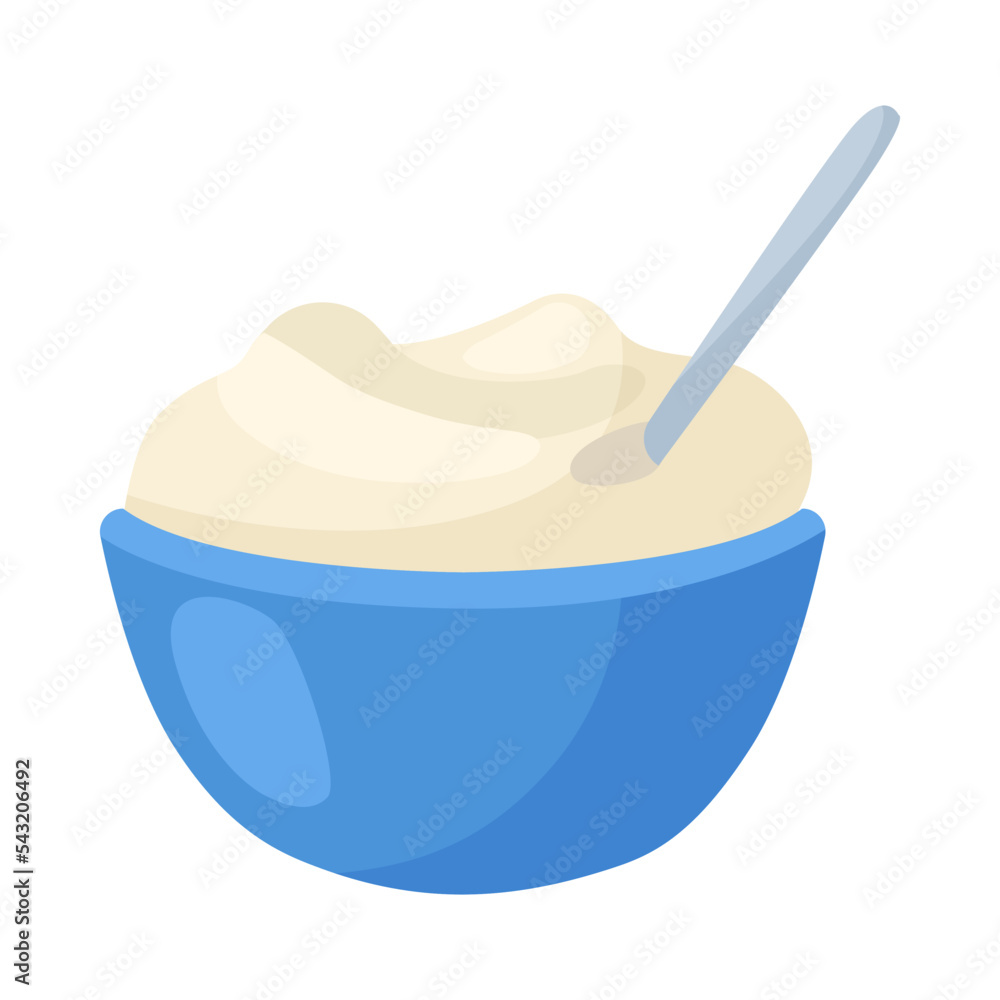 Vitamin b12-enriched curd cartoon illustration. Organic curd containing ...