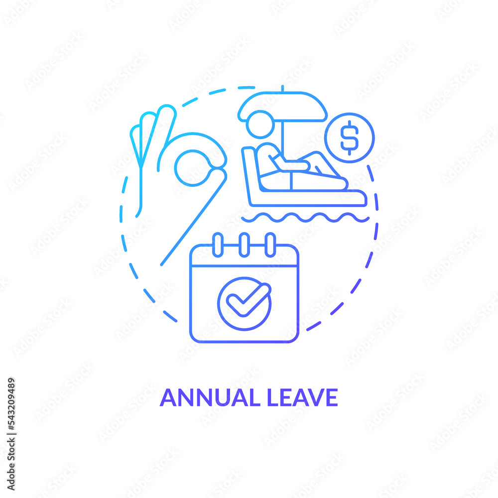 Annual leave blue gradient concept icon. Time off from work. Employee ...