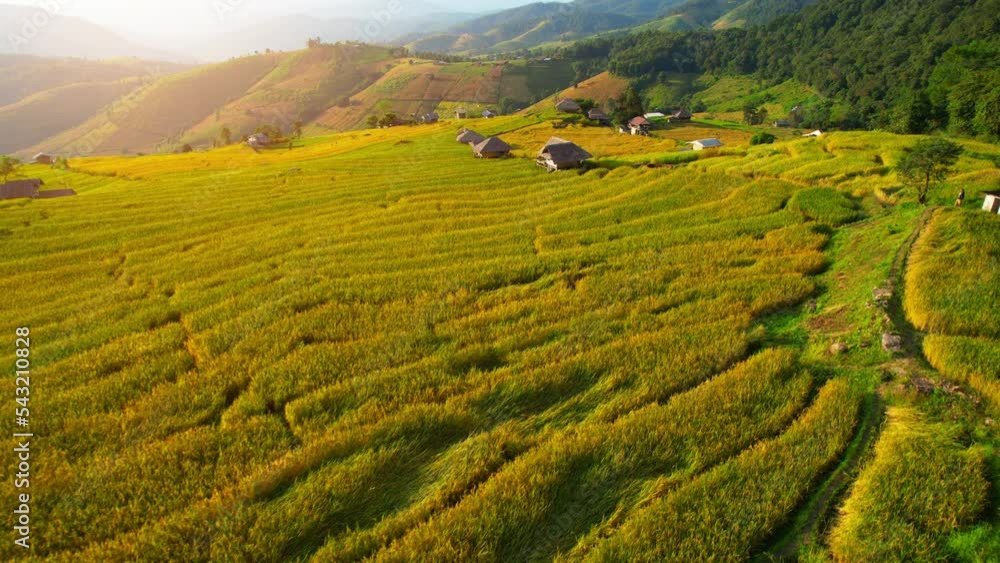 Aerial video of drones flying over rice terraces and beautiful ...