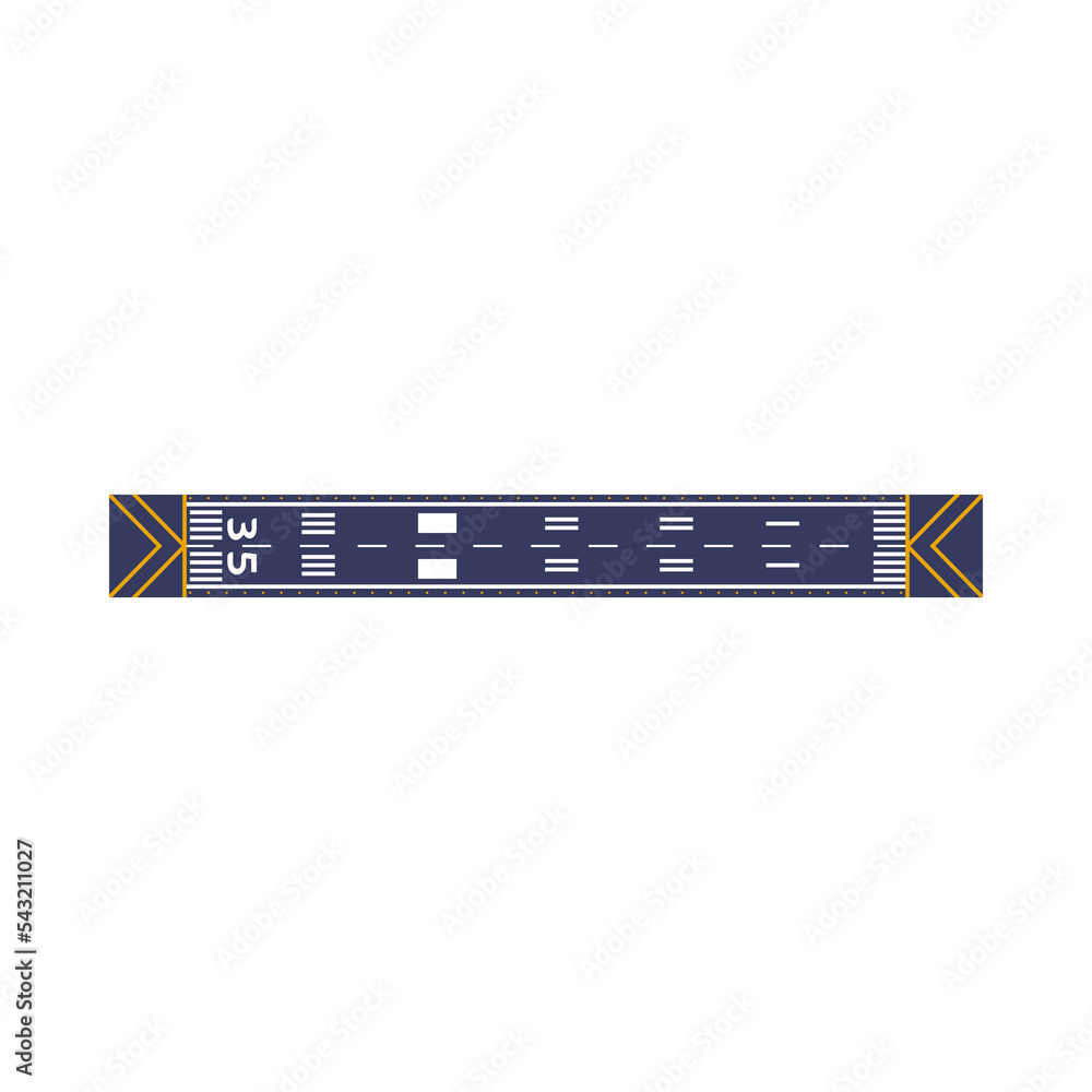 Airport single straight runway with markup for landing airplane cartoon ...