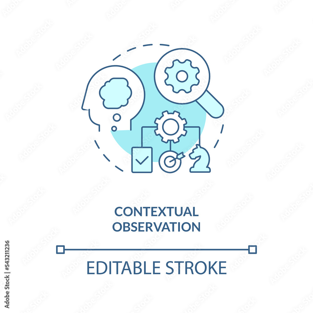 Contextual observation turquoise concept icon. UX research methodology abstract idea thin line ...