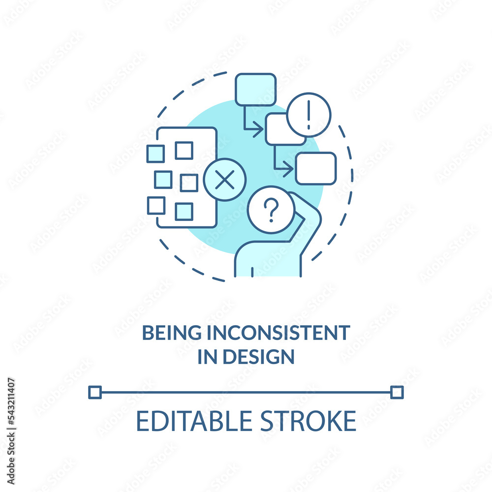Inconsistency turquoise concept icon. App usability. Common user ...