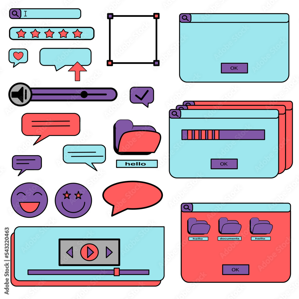 Collection of pc desktop message boxes and user interface elements ...