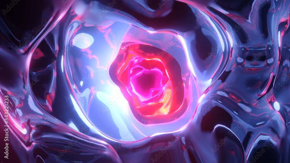3D Abstract Animation Color Wavy Smooth.Energy force fields Tunnel in outer space Concept ...