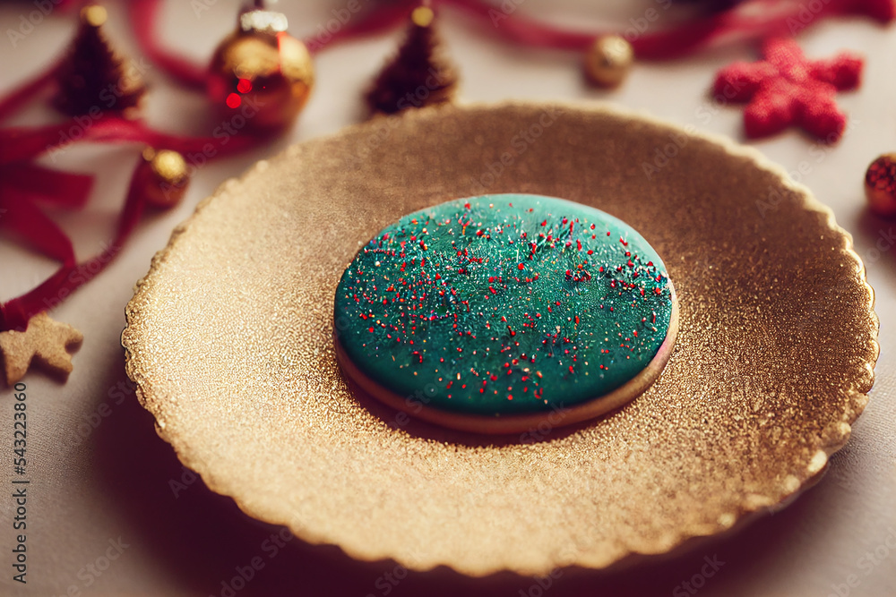 Christmas Cookie on a plate Stock Illustration | Adobe Stock