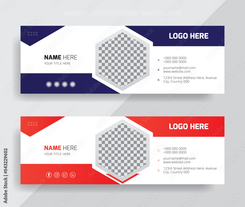 Business vector email signature design template design, minimal ...