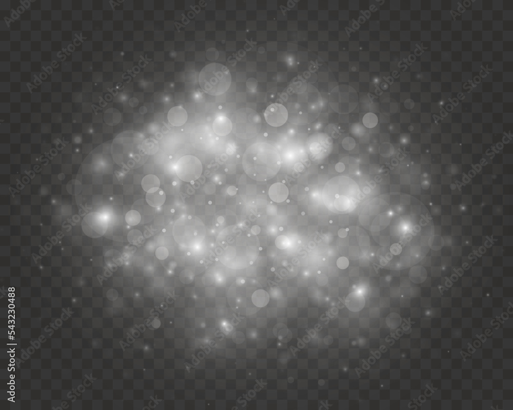 Glowing light effect with many glitter particles isolated on ...