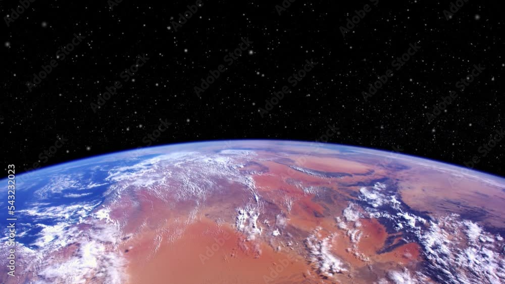 Planet earth view from space, planet horizon desert landscape against ...