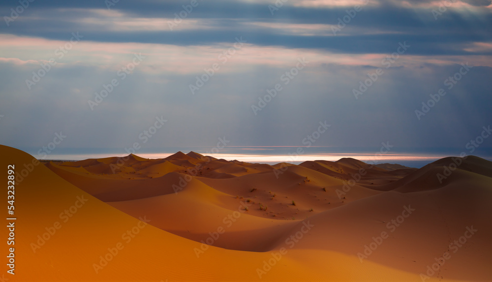 Sand dunes in the Sahara Desert - Orange dunes in the desert of Morocco ...