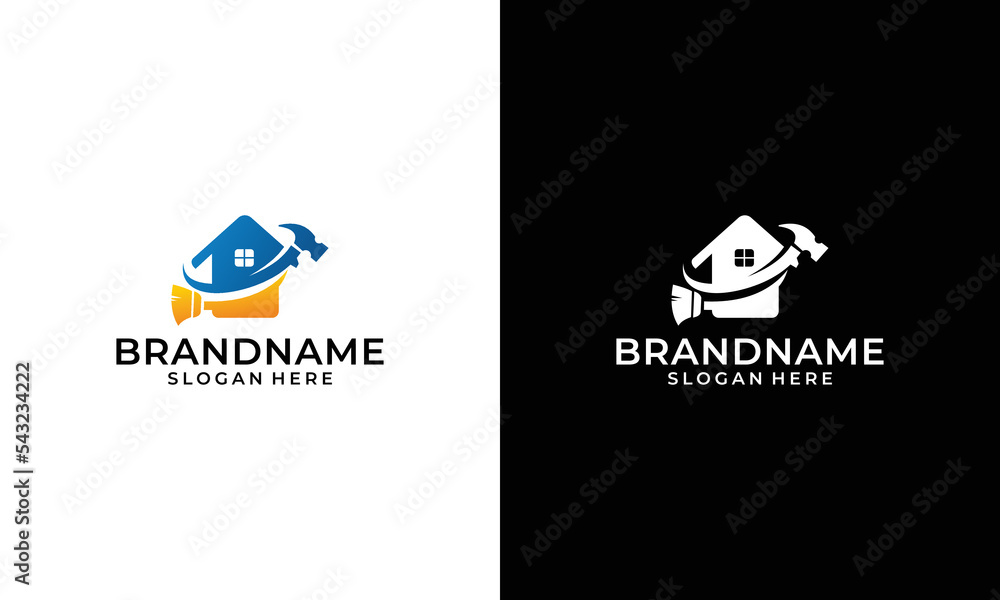 Ilustrasi vektor grafis pemasangan talang dan templat desain logo ...