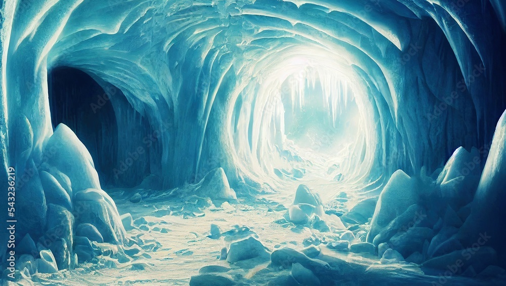 AI generated ice cave with a round exit Stock Illustration | Adobe Stock
